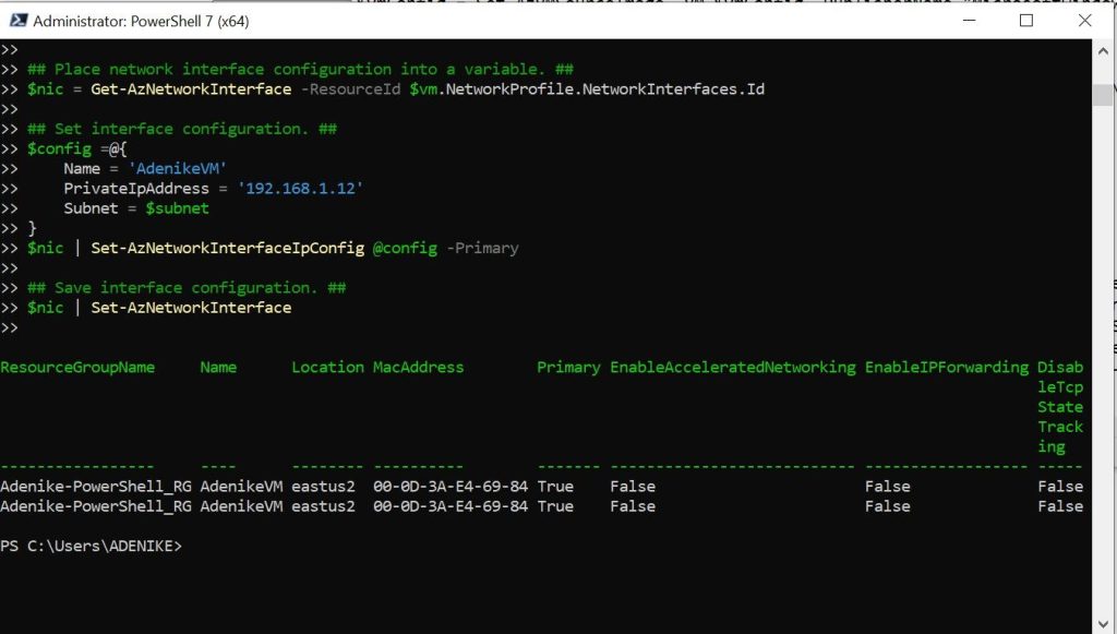 Creating VM with static IP on Azure using PowerShell – TechWithNikki